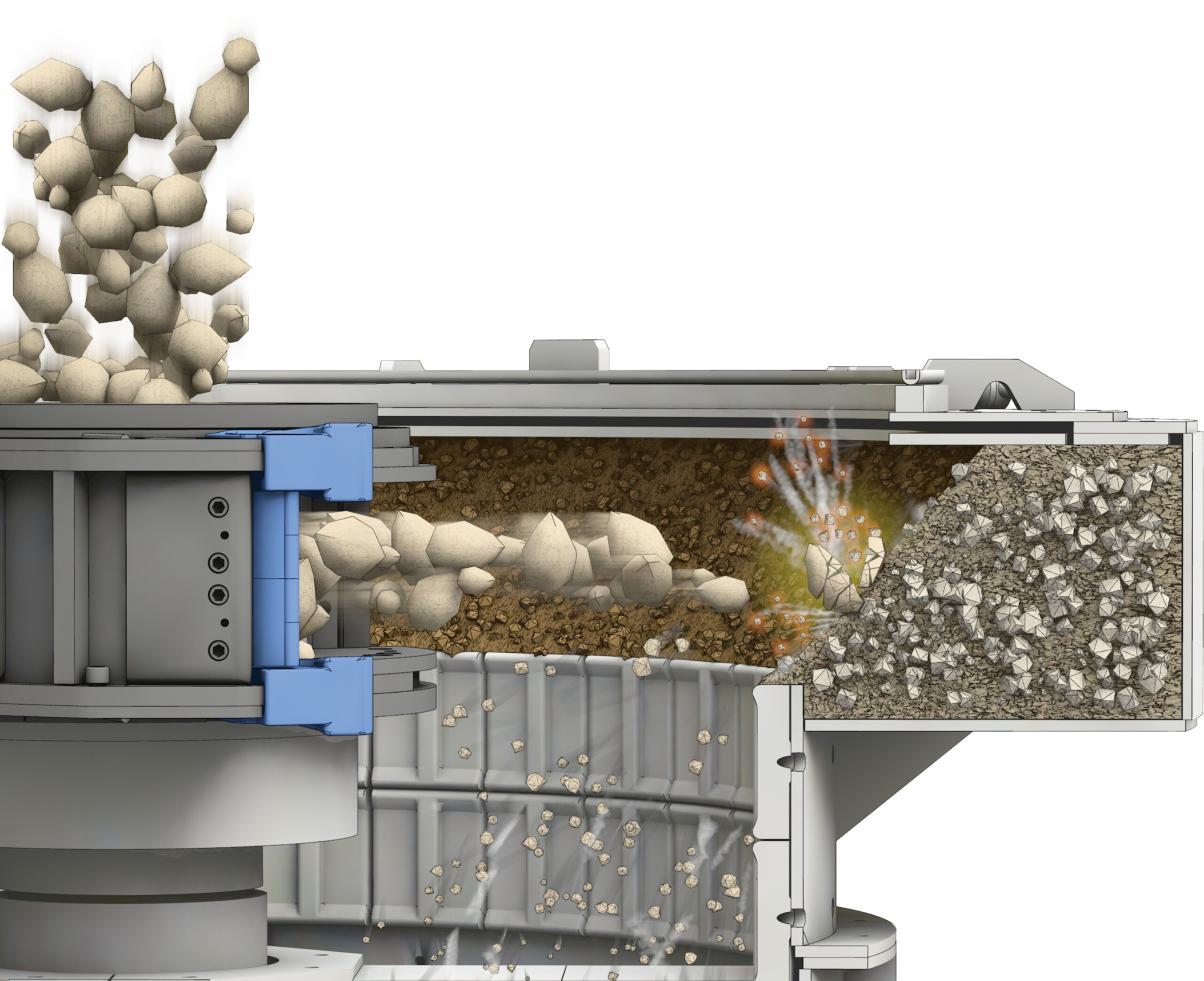 Rotor centrifugal crusher for selective crushing of mineral substances