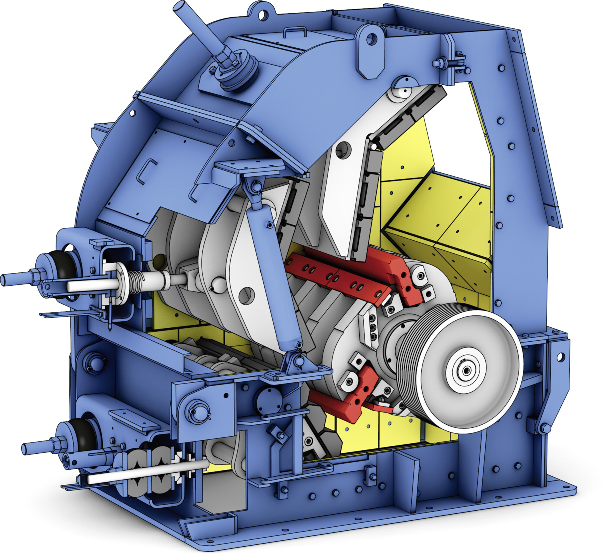 Impact crushers and impact mills with a horizontal shaft