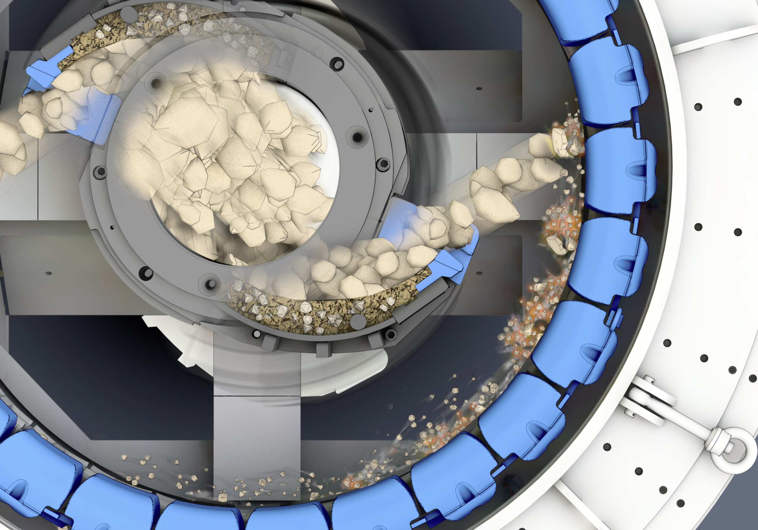 Rotor centrifugal crusher for selective crushing of mineral substances