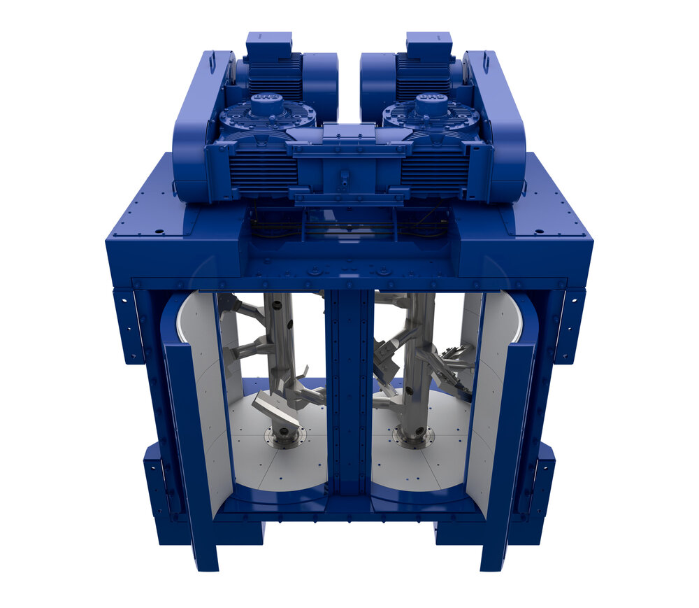 Dry powder batch mixer for mixing dry materials